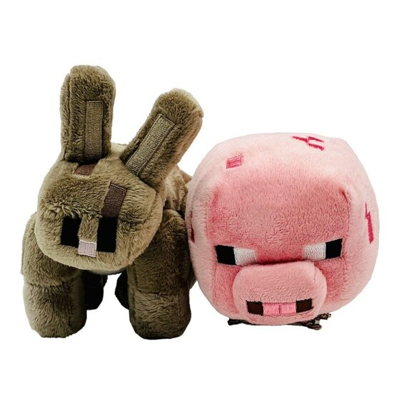 Mojang | Toys | Mojang Spinmaster Minecraft Brown Rabbit Pink Pig Plush ...